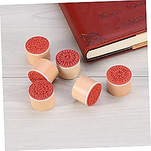 Ciieeo Hand Stamp Rubber Stamp Storage Christmas Circle stampers Antique Decorative Wooden Signets Wooden Rubber Self-Ink Scrapbook Embellishments Wooden stampers Pattern Bamboo Stamp pad