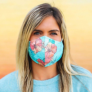 Pura Vida Bracelets X Vera Bradley Face Mask – 2 Layer Washable Cotton Facial Cover with Insert Pocket – Citrus Hibiscus