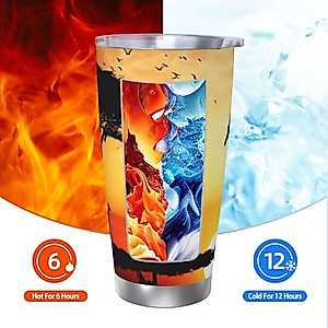 Giraffe Sunset Tumbler with Lid and Straw 20oz Stainless Steel Car Cup for Hot and Cold Drinks, Double Wall Insulated Travel Coffee Mug Reusable Drink Thermos Cup Birthday Gifts