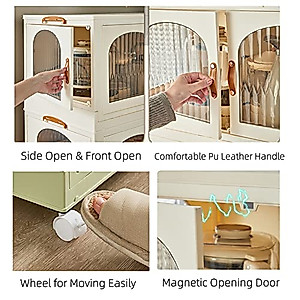 Stackable Storage Bins with Lids,Closet Organizer Collapsible Storage Bin with Door & Wheels Trunk Car Folding Storage Containers Box for Bedroom Kitchen Office Clothing Storage