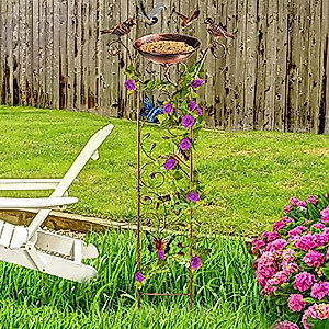 AWENDIETOU Bird Bath with Garden Trellis for Climbing Plants Outdoor 2 in 1 Bird Baths Bowl,Bird Bath for Outdoors Birdfeeder with Metal Antique Iron Easy to Install Detachable T