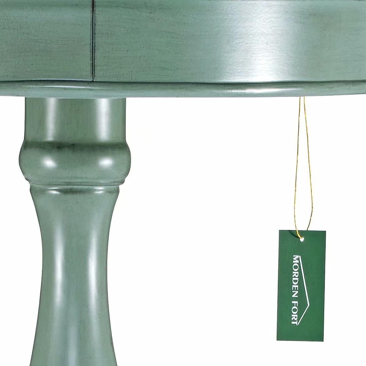 Morden Fort Round Pedestal Side End Table 26" Small Accent Wooden Coffee Nightstand Table for Living Room and Bed Room Foyer Office Small Spaces Antique Teal