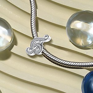QeenseKc Treble Clef Music Cubic Zirconia Charm Bead for Pandora Charm Bracelet