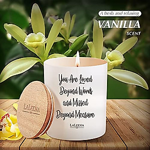 Memorial Candle - LaLeena - Sympathy Candle - Loss of Father Present - Loss of a Mother Sympathy Present - Missing a Friend - Celebration of Life (Loved Beyond Words, Vanilla)