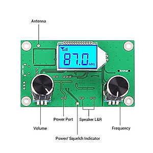 Digital FM Receiver Module, Icstation Radio Receiver Module Digital Stereo Board LCD Display DSP PLL 76.0MHz-108.0MHz Green