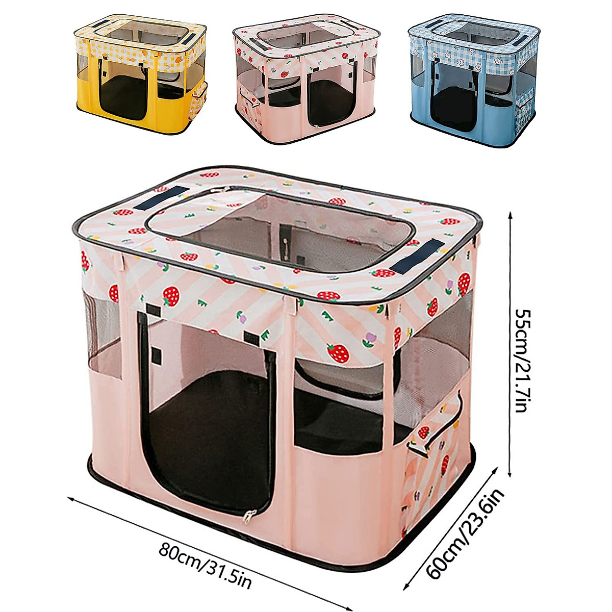 VARMTOR Puppy Playpen, Portable Dog Play Pen, Sturdy Cat Playpen, Foldable pop up pet Tent, Pet Playground Indoor/Outdoor (L, Pink) CF-01