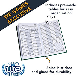 WE Games Chess Scorebook & Chess Notation Book - Green Hardcover Chess Books with 100 Pages, Ideal Chess Score Sheets for Clubs & Tournaments