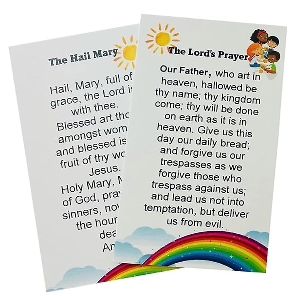 Westmon Works The Hail Mary and Our Father Lords Prayer Childrens Holy Cards Bulk Classroom Pack, Set of 24