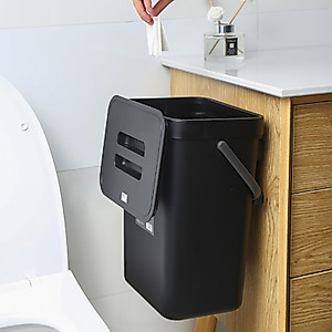 Zerodis Kitchen Compost Bin, Easy Food Waste Bin for Kitchen with Handles Countertop Compost Bin Kitchen Food Scrap Pail Bucket Hanging Small Trash Can with Lid for Cupboard