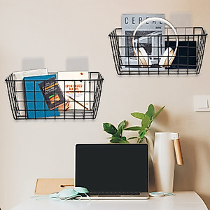 Panghuhu88 4Pcs Wall Wire Baskets Baskets Storage Baskets Hanging Wire Basket Cabinet Door Storage Metal Wall-Mounted Containers Metal Freezer Organizer bins For Kitchen,Pantry,Shelf