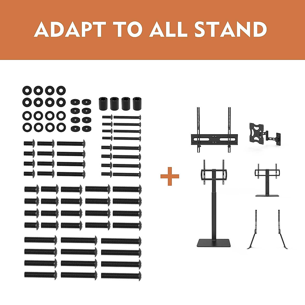 TV Mount Screws Universal TV Installation Hardware Kit Includes M4 M5 M6 M8 TV Sets Screws and Spacers for Samsung, Vizio, LG, TCL, Sony, Sharp, Philips, Panasonic & More Up to 100" HTA001