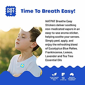 NATPAT Breathe Easy Stickers - Stuffy Patch for Kids and Adults - All-Natural Cold and Allergy Relief for Congestion, Chemical and Drug Free - BuzzPatch Natural Patch (24 Pack)