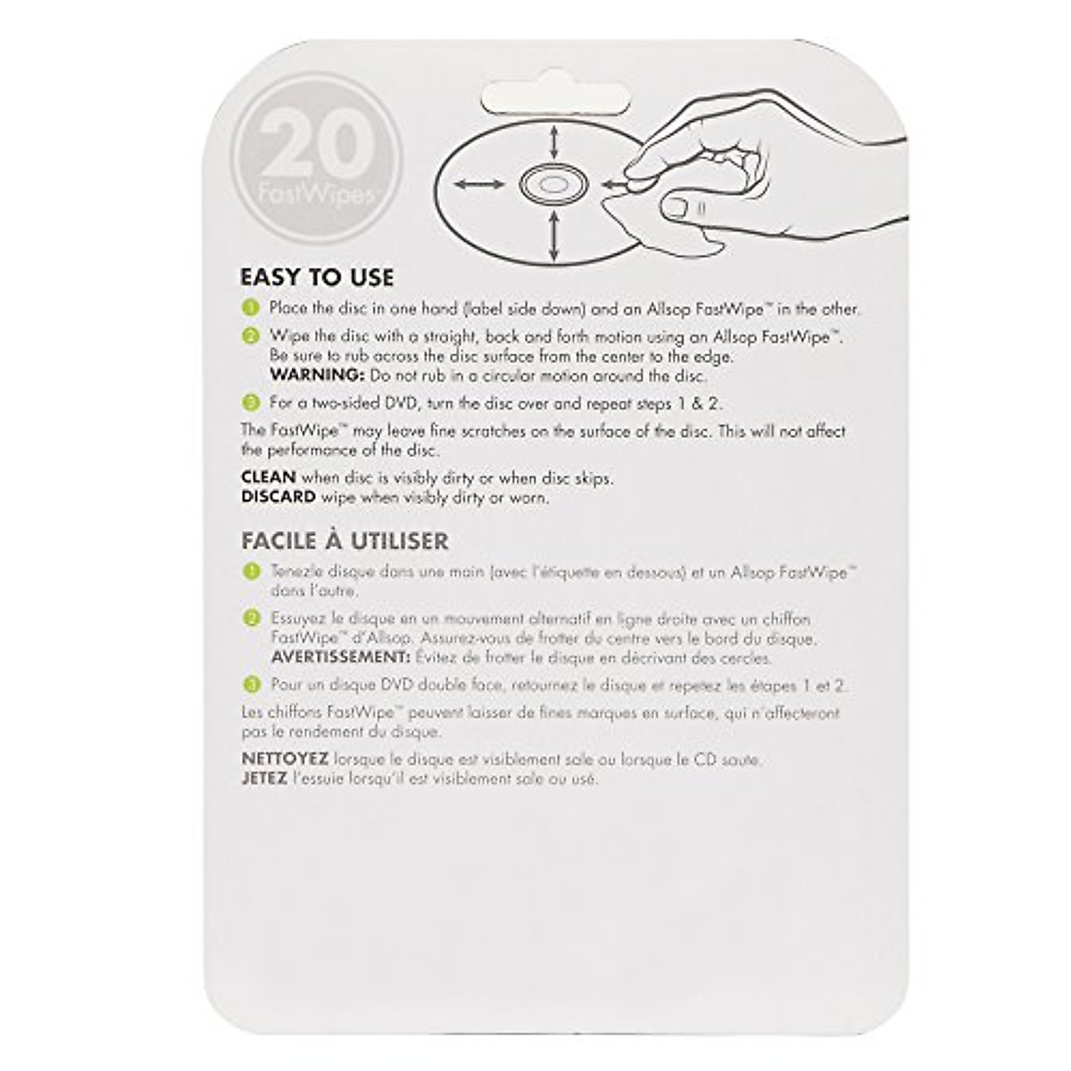 Allsop CD and DVD FastWipes, lint-free wipes for cleaning DVD, CD, PS1, PS2, XBOX & XBOX 360 Discs