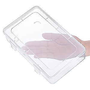 Kingrol 12 Pack Clear Plastic Storage Containers with Lids, 8 x 5 x 1.75 Inch Empty Hinged Boxes, Stackable Organizer Boxes for Home, Office, Craft Supplies