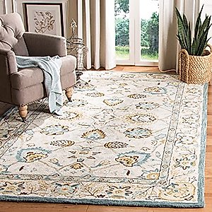 SAFAVIEH Antiquity Collection 6' x 9' Peacock / Blue AT812B Handmade Traditional Oriental Premium Wool Area Rug
