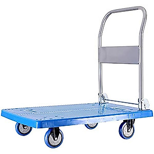 Portable Folding Handcart Folding Hand Truck Dolly With 4 Wheels 360 Rotating Platform Collapsible Trolley Cart For Shopping Moving Multi Function Folding Handcart ( Color : Blue , Size : 72X46CM )