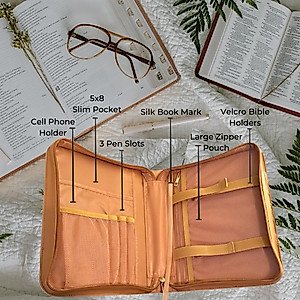 Kinsman Company Faux Peanut/Green Eucalyptus KJV Bible Cover Case for Women/King James Bible Cases for Woman/Large Bible Covers for Women/Bible Bags for Women Organizer/Leather Bible Covers for Women