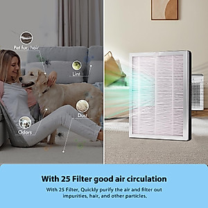 4 Pack Replacement Filter Compatible with MA-25 Air Purifier S1/W1/B1, 3-in-1 Filter System of Pre-Filter, Activated Carbon Filter and H13 True Hepa Filter