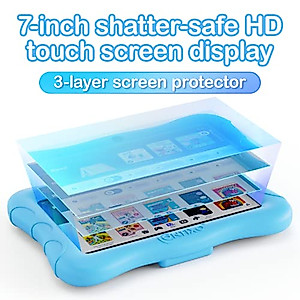 Contixo 7" Android Kids Tablet 32GB, Includes 50+ Disney Storybooks & Stickers (Value $200), Protective Case with Kickstand, (2023 Model) - Blue