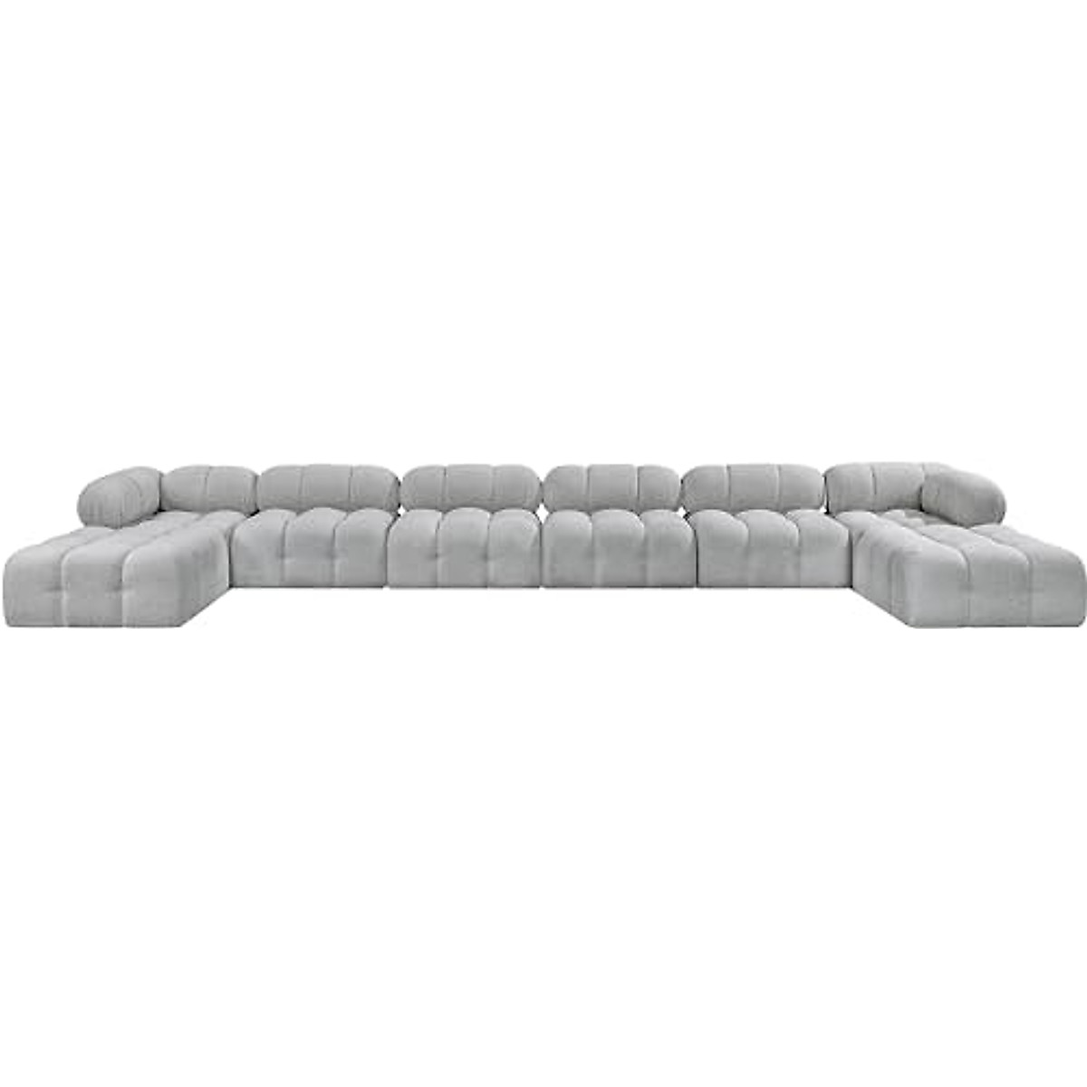 Meridian Furniture 611Grey-Sec8B Ames Collection Modern | Contemporary Modular Sectional with Rich Grey Boucle Fabric, Modular to Create Infinite Configurations, 204" W x 68" D x 28" H, Grey