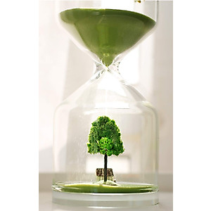 Falytemow 30 Minutes Hourglass Green Farm Sand Timer Cute Cow Desktop Decoration for Kitchen School Teaching