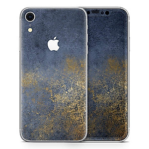 Design Skinz Navy Gold Foil v6 Protective Vinyl Decal Wrap Skin Cover Compatible with The Apple iPhone XR (Screen Trim & Back Glass Skin)