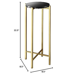 Urban Lifestyle Marble Side Drink Table, Black ‎8.5 in x 8.5 in x 22.5 in