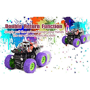 afontoto 3PCS Monster Trucks Toys for Boys and Girls, Graffiti Design Inertia Car Educational Toy Cars, Friction Powered Vehicles Toys for Children Birthday Christmas Toys Gifts
