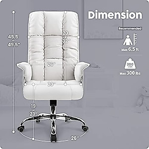 neo chair Office Chair Computer Desk Chair Gaming - Ergonomic High Back Cushion Lumbar Support with Wheels Comfortable White Upholstered Leather Racing Seat Adjustable Swivel Rolling Home Executive