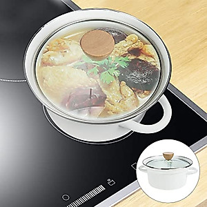 HANABASS 8 Quart Stock Pot Enamel Stockpot with stockpots oven pot cooking pots Glass Lid Enamel- Enamel Pot