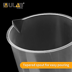 ULAB Half Handle Plastic Measuring Beaker Set, Stackable 2 Sizes 1000ml 2000ml, with Spout and Molded Graduation, UBP1010