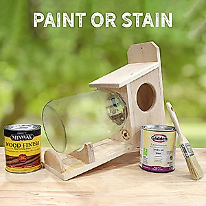 Uncle Dunkels Backyard Squirrel Feeder (w/Gallon Glass Jar); Rustic Handmade Squirrel Food Box