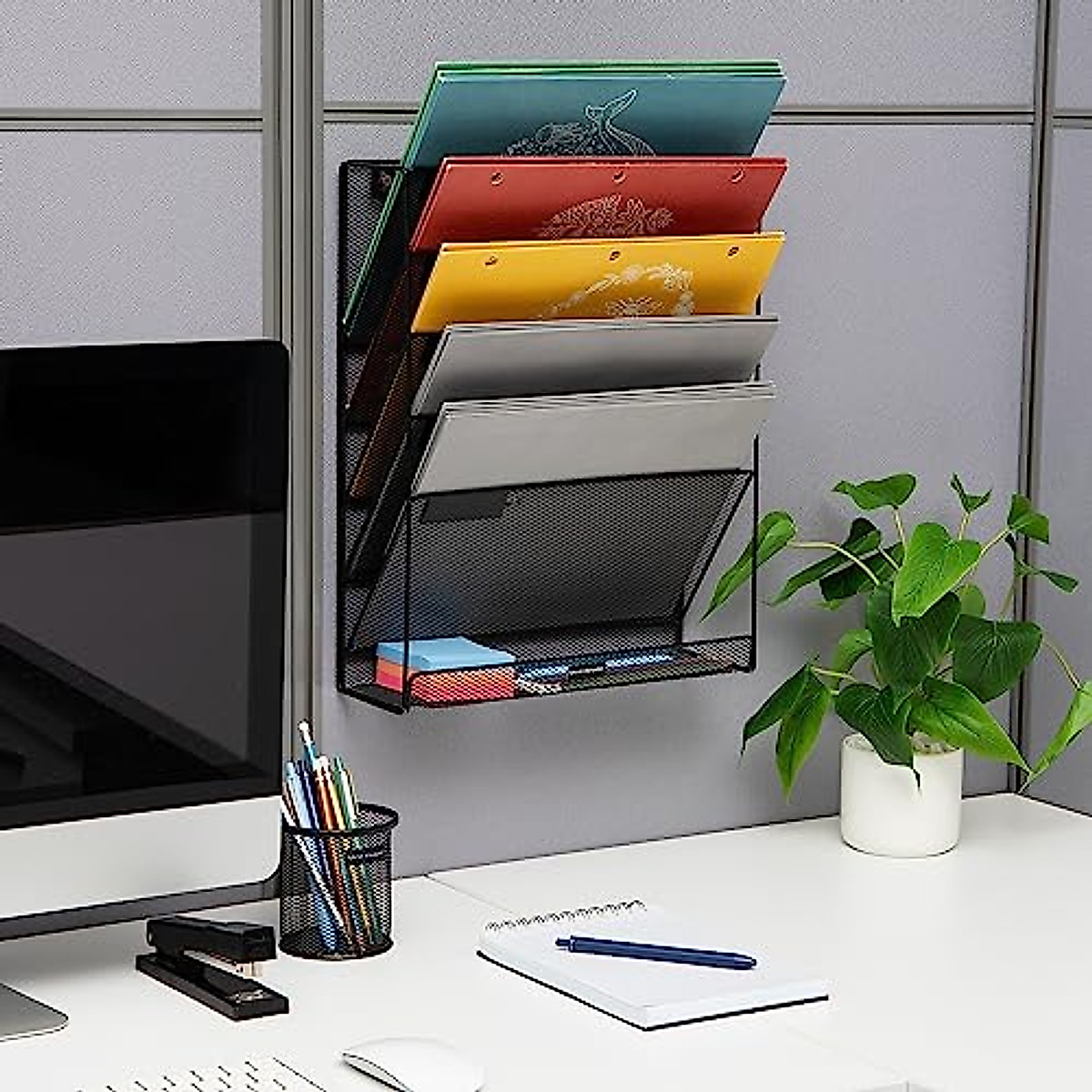 Mind Reader Vertical File Storage, 12.75 (L) x 4.25 (W) x 16 (H) inches, Black