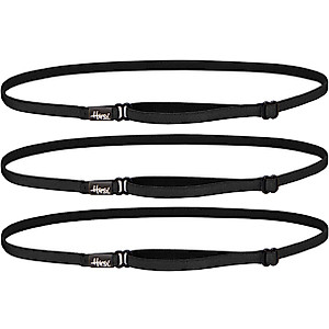 Hipsy Women's Thin Elastic Headband Adjustable Running Bra Strap Headbands Multi Pack (Black 3-Pack)