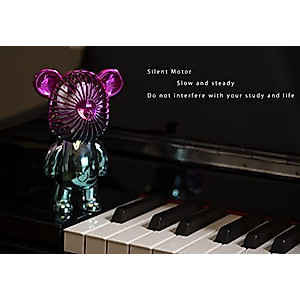 Lizihaowu Handheld Fan Rechargeable USB Mini Fan Portable, Cute Bear Fan, Eyelash Fan For Kids Girls Women Home/Travel/Outdoor/Makeup/violet-blue gradation