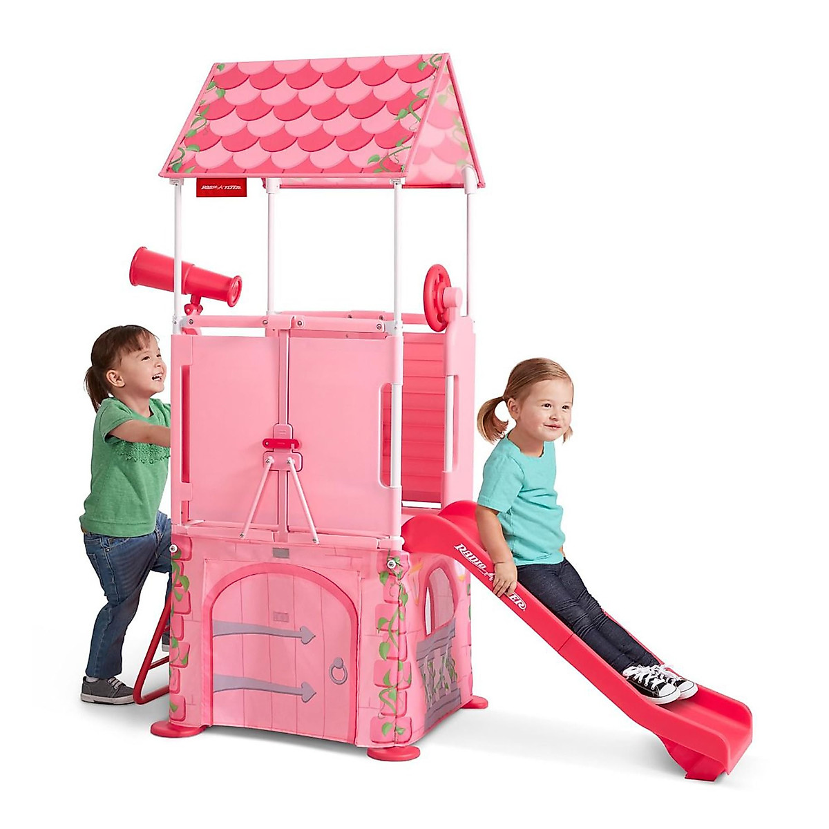 Radio Flyer Play & Fold Away Princess Castle, Toy Slide, Fort, & Climbing Playhouse