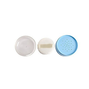 Baby After-Bath Powder Puff Container Jars Empty Refillable Plastic Soft Face Body Powder Box with Sifter Portable Baby Care Kit Case Cosmestic Makeup Dispensor (Blue)