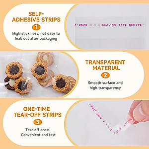 200 Pcs 4x6 Self Sealing Cellophane Bags, 4 x 6 inches Clear Cookie Bags with Seal, Small Resealable Individual Cello Bags for Cookie Packaging Gift Giving, Candy, Pretzels, Treats and Party Flavors