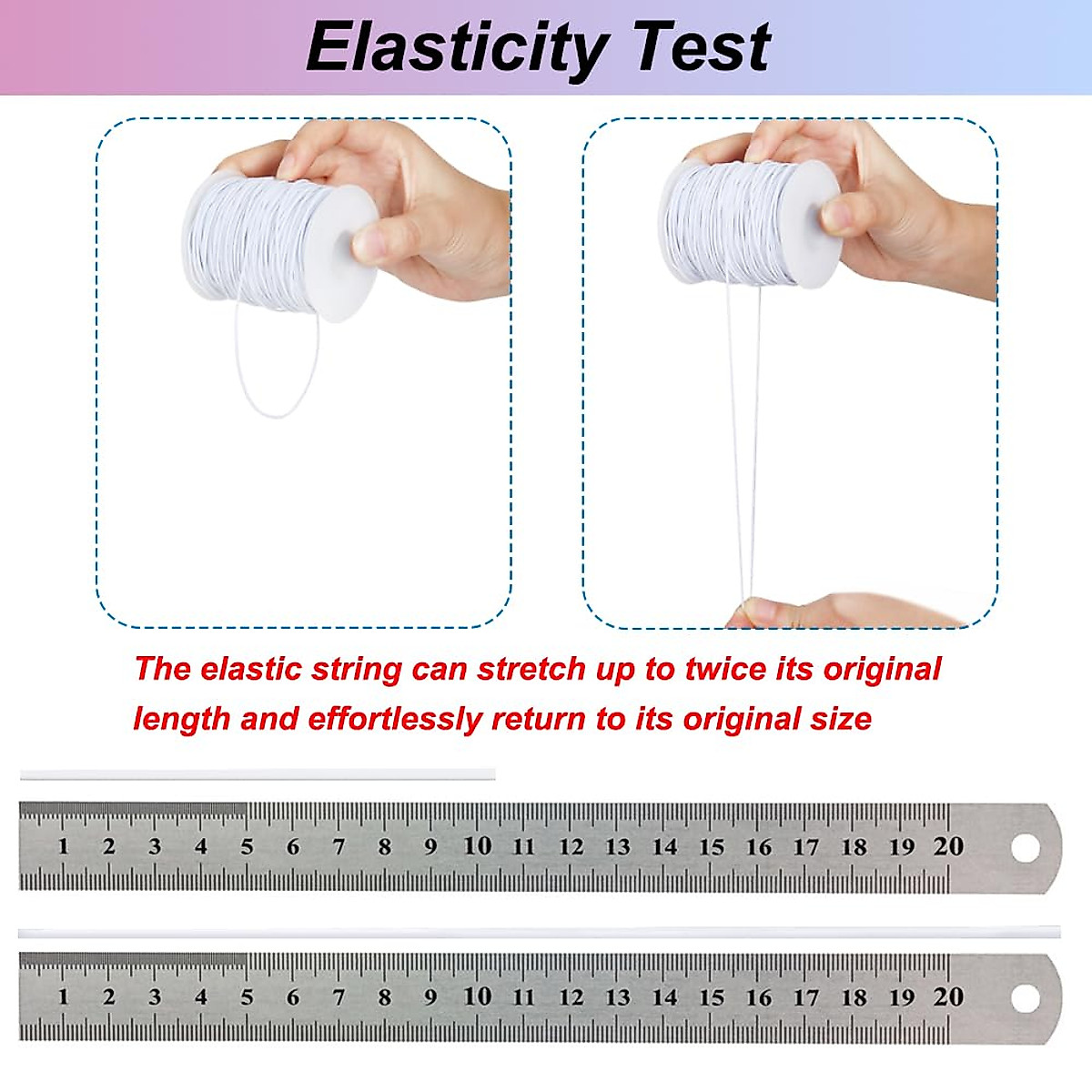 White Elastic String, 328 Feet 1mm Stretchy Bracelet String Bead Cord for Bracelets, Necklaces, Jewelry Making, Beading, Pony Beads and Crafts