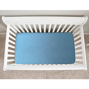 Muslin Crib Sheet, Muslin Fitted Crib Sheet, Soft Fitted Crib Sheet, Stretchy and Breathable Toddler Crib Sheet for Boys and Girls, Fits Standard Crib and Toddler Mattress (Dusty Blue)
