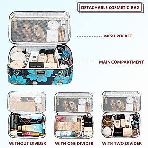 AMOIGEE Double Layer Makeup Train Case - Travel Bag Organizer for Makeup Brushes, Bottles, Palettes, Sponges and Cosmetics