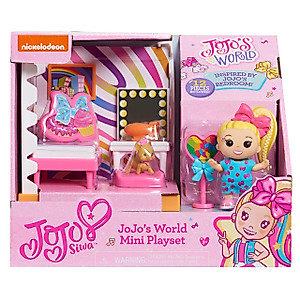 JoJo Siwa JoJo's World Bedroom Mini Playset, Mini JoJo Collectible Figure, 12-pieces, Kids Toys for Ages 6 Up by Just Play