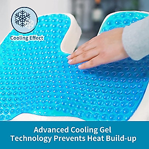 Gel Seat Cushion for Long Sitting - Memory Foam Chair Pillow for Sciatica Pain Relief - Orthopedic Gel & Memory Foam Coccyx Cushion for Tailbone Pain - Office Chair Cushion for Back Pain Grey