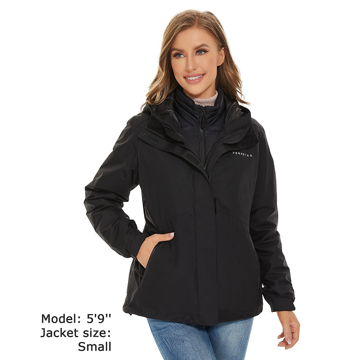 Venustas Women's 3-in-1 Heated Down Jacket, Electric Puffer Jacket with Battery, 90% Down Fill, Winter Snow Ski Heated Coat