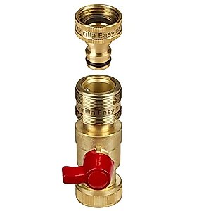 GORILLA EASY CONNECT Garden Hose Quick Connect Fittings with Ball Valve. ¾ Inch GHT Solid Brass.