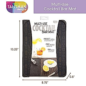 Talisman Designs Original Multi-Use Cocktail Bar Mat for Countertop | 9 x 12 | Black | Versatile Bar Spill Mat | Slice & Prep Cutting Board | Non-Slip Work Surface | Home Bar Accessory