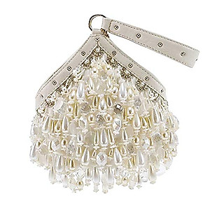 Mary Frances Pearl Persuasion Beaded Bridal Wristlet Handbag, White
