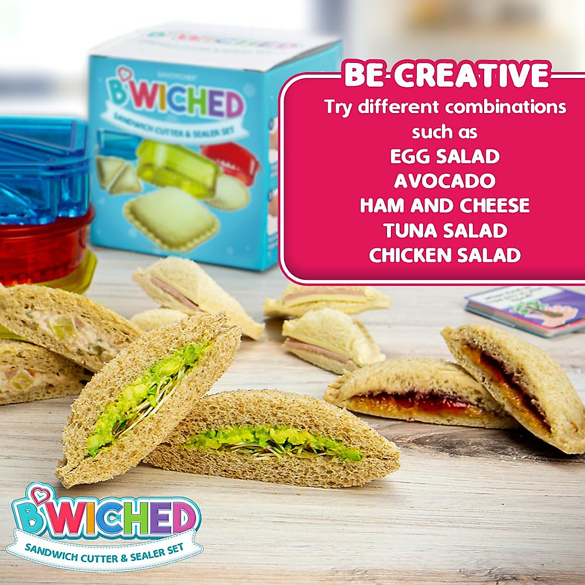 Savoychef Sandwich Cutter and Sealer - Uncrustables Sandwich Maker - Cut and Seal - Great for Lunchbox and Bento Box - Boys and Girls Kids Lunch - Circle, Square, Triangles