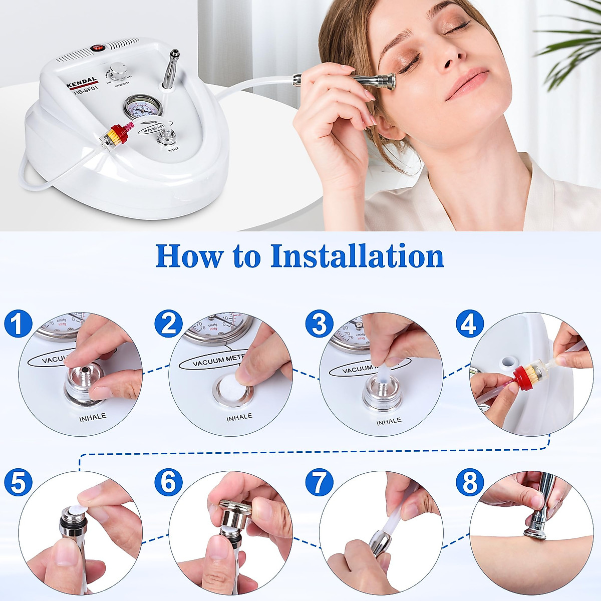 Kendal Professional Diamond Microdermabrasion Machine, Dermabrasion Facial Skin Care Equipment, Also Good for Home Use AC 110V HB-SF01