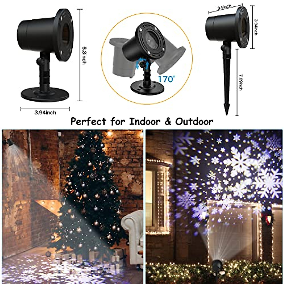 Christmas Projector Lights Outdoor - Waterproof LED Snowflake Projector Lights for Xmas Holiday Home Party Garden Decorations